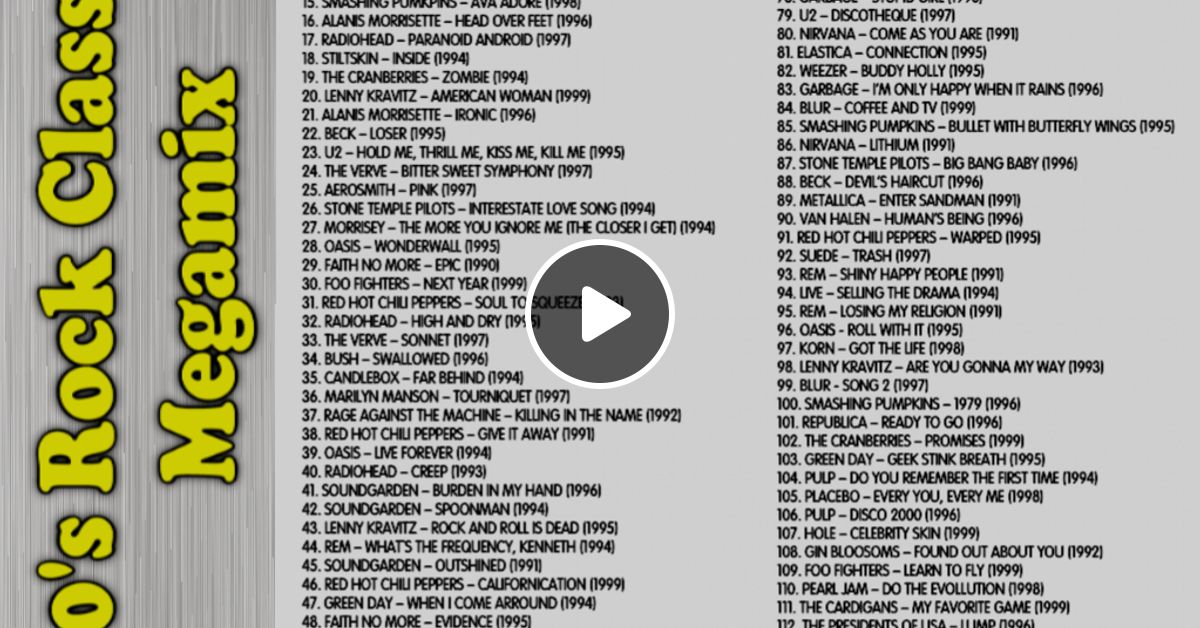 90's Rock Classics Megamix by Dj Music Life | Mixcloud