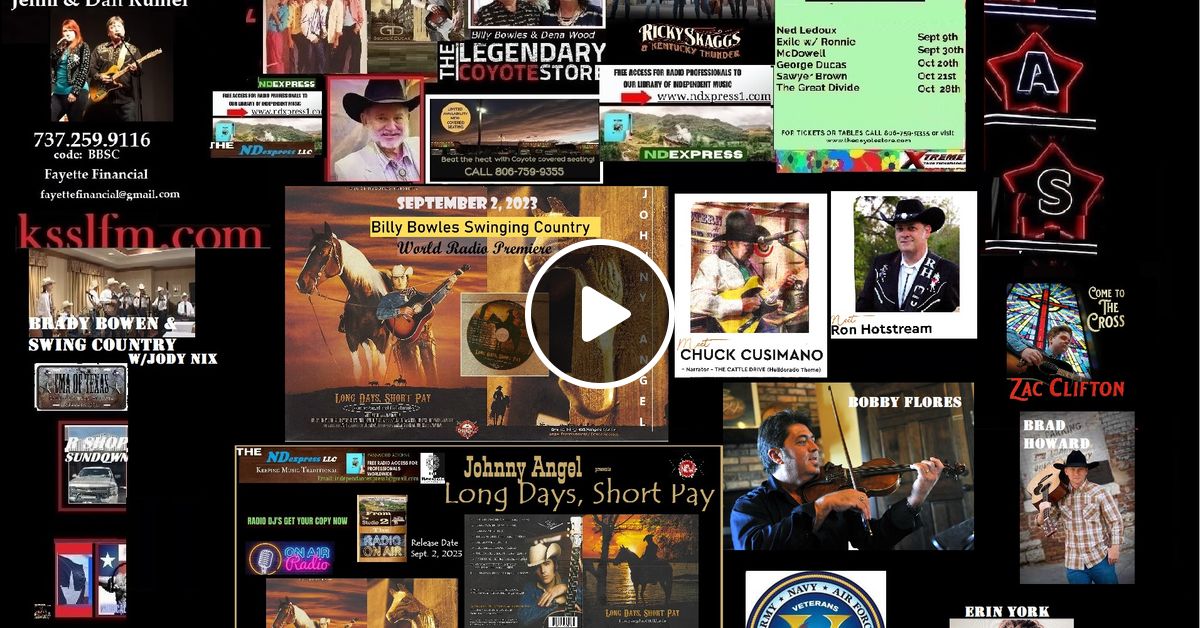 BILLY BOWLES SWINGING COUNTRY KSSL RADIO WORLD RADIO PREMIERE JOHNNY ...