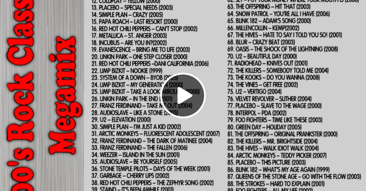 2000's Rock Classics Megamix by Dj Music Life | Mixcloud