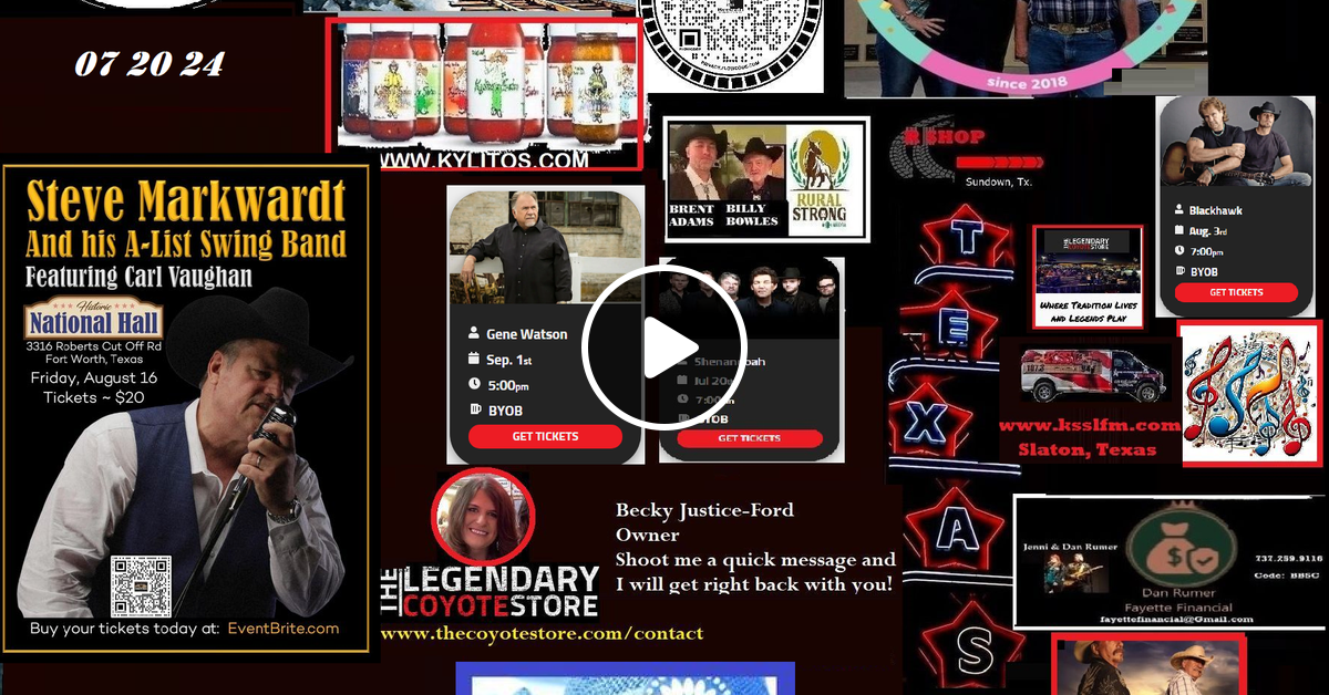 BILLY BOWLES SWINGING COUNTRY KSSL RADIO 7.20.24 WRP PAMELA ROONEY ...