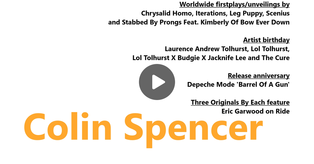 Colin Spencer #088 6-8pm Sat 3Feb24 @ColinsCuts Eric Garwood ...